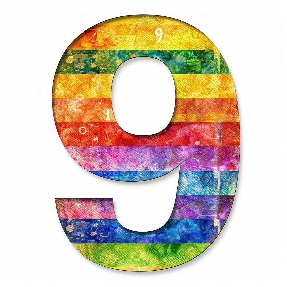 Rainbow number 9 symbol text | Free Photo Illustration - rawpixel