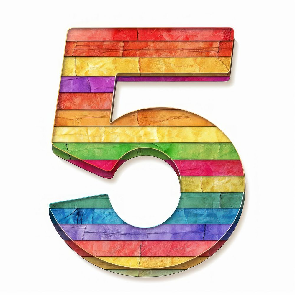 Rainbow number 5 symbol text | Free Photo Illustration - rawpixel
