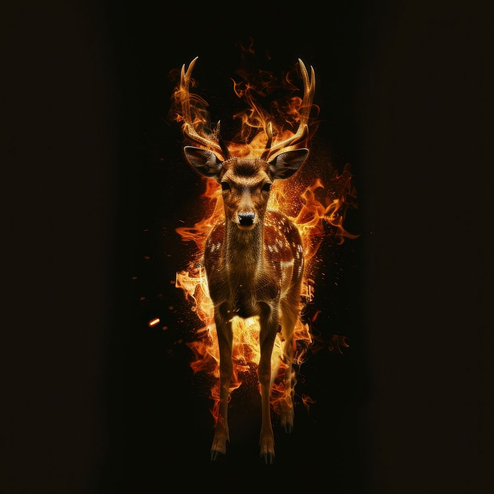 A deer flame fire wildlife. | Free Photo - rawpixel