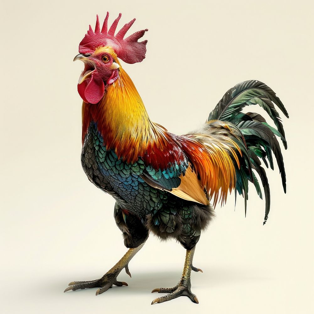 roaring chicken poultry rooster animal | Free Photo - rawpixel