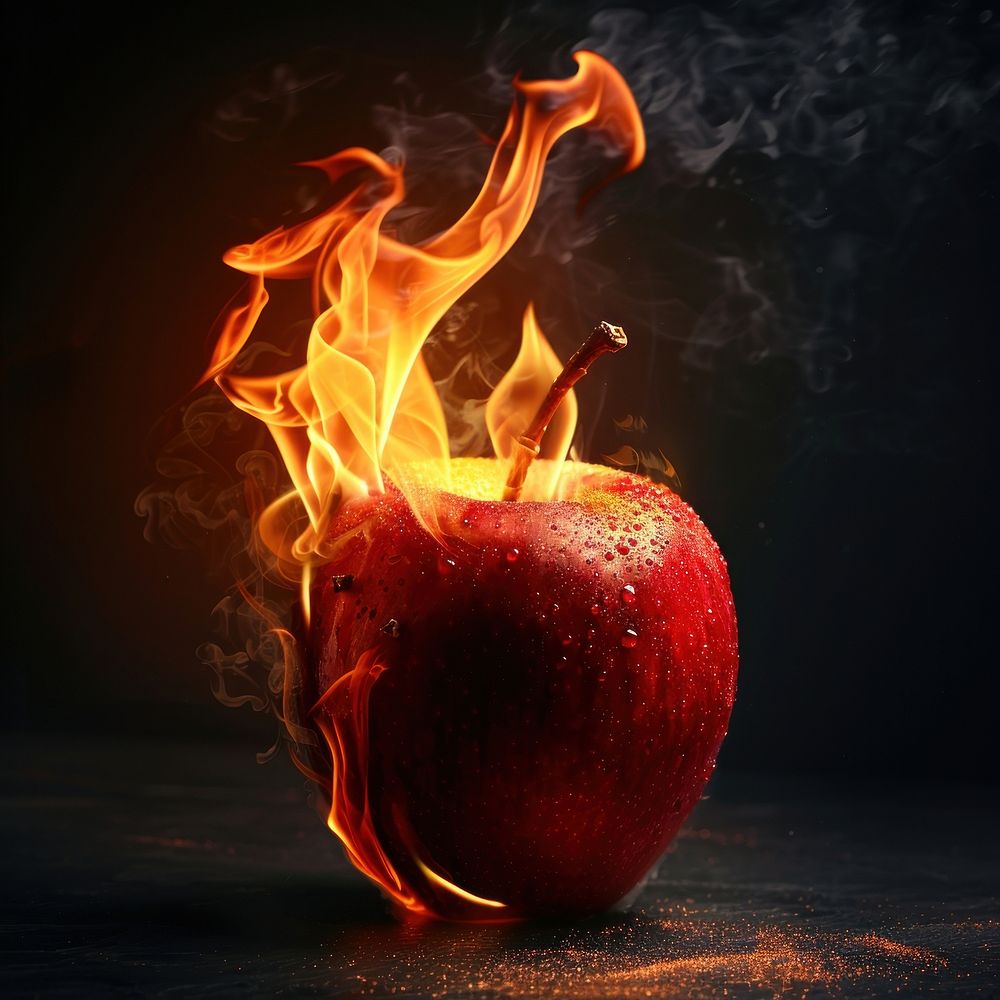 Apple flame fire produce. | Free Photo - rawpixel
