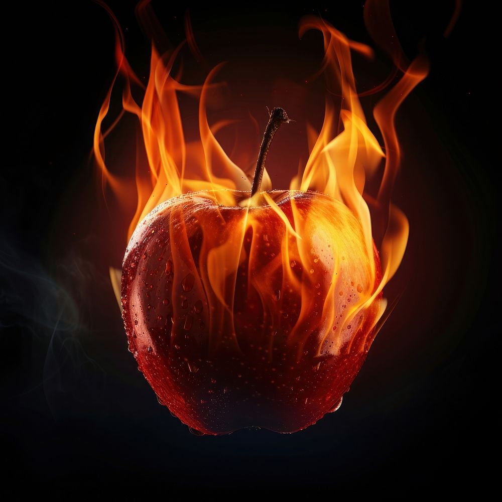 Apple flame fire produce. | Free Photo - rawpixel