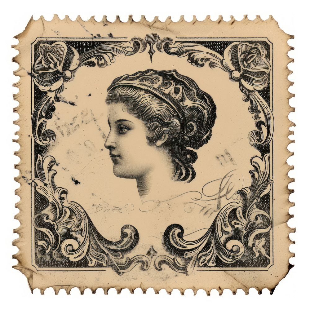 Vintage postage stamp art woman | Free Photo Illustration - rawpixel