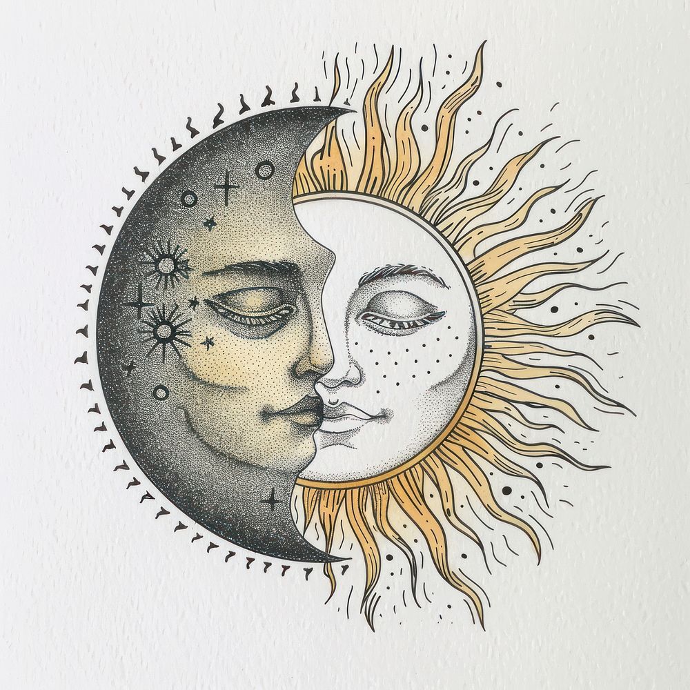 Moon and sun drawing sketch | Free Photo Illustration - rawpixel