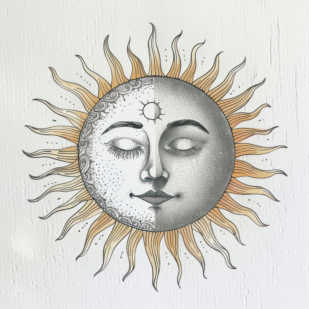 Moon and sun drawing sketch | Free Photo Illustration - rawpixel
