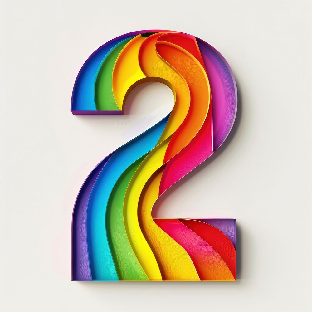 Rainbow alphabet number 2 pattern | Free Photo Illustration - rawpixel