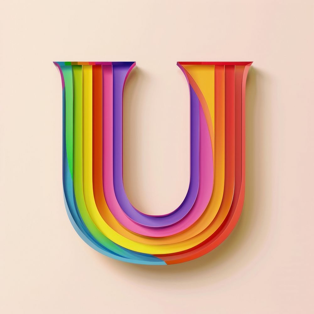 Rainbow alphabet U pattern font | Free Photo Illustration - rawpixel