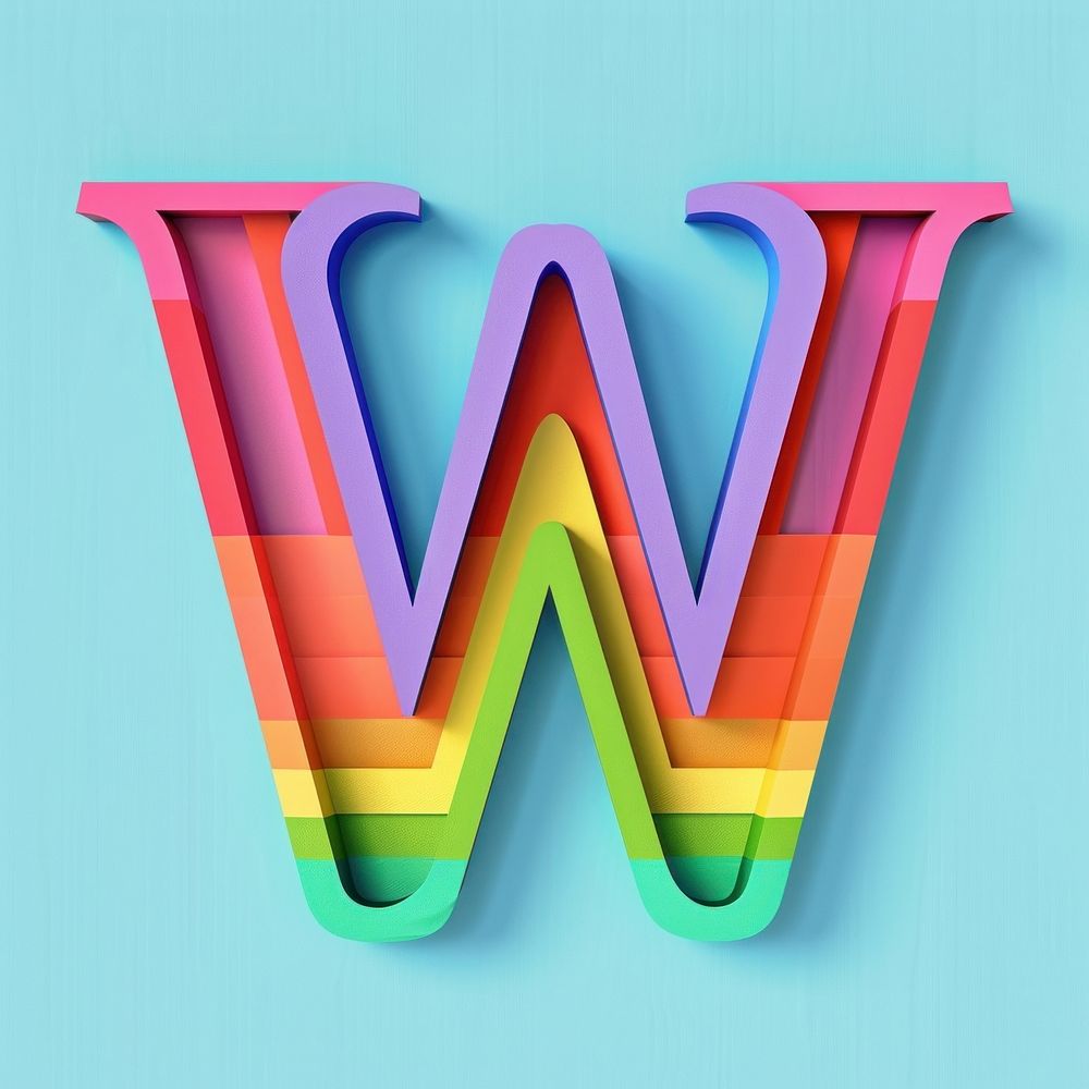 Rainbow alphabet W font text | Free Photo Illustration - rawpixel