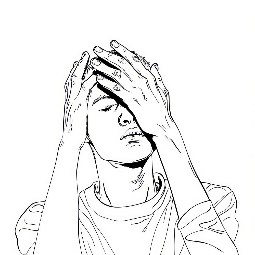 Person touching face sketch drawing | Premium Photo Illustration - rawpixel