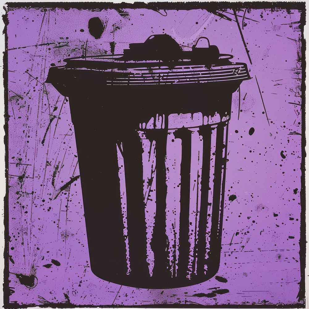 Silkscreen Trash can purple transportation | Free Photo Illustration ...