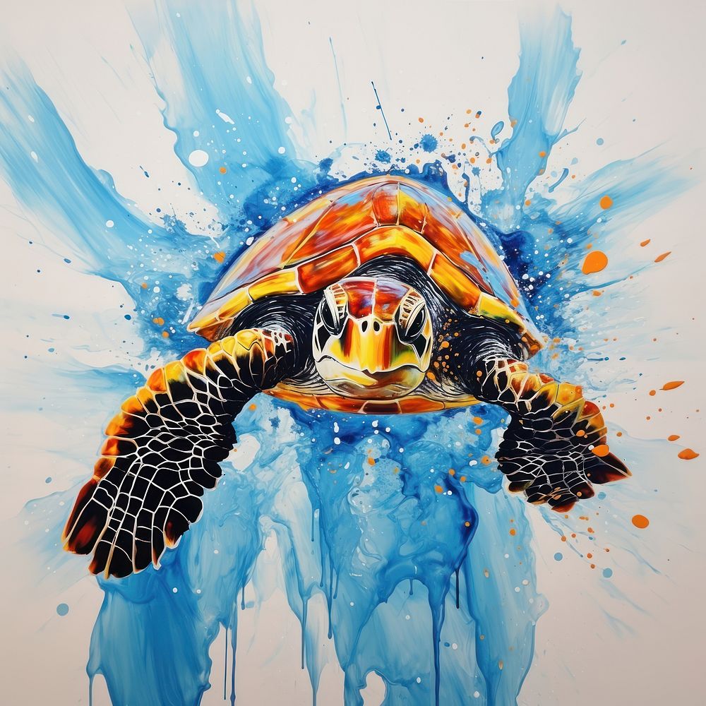 Turtle acrylic pouring style painting | Premium Photo Illustration ...