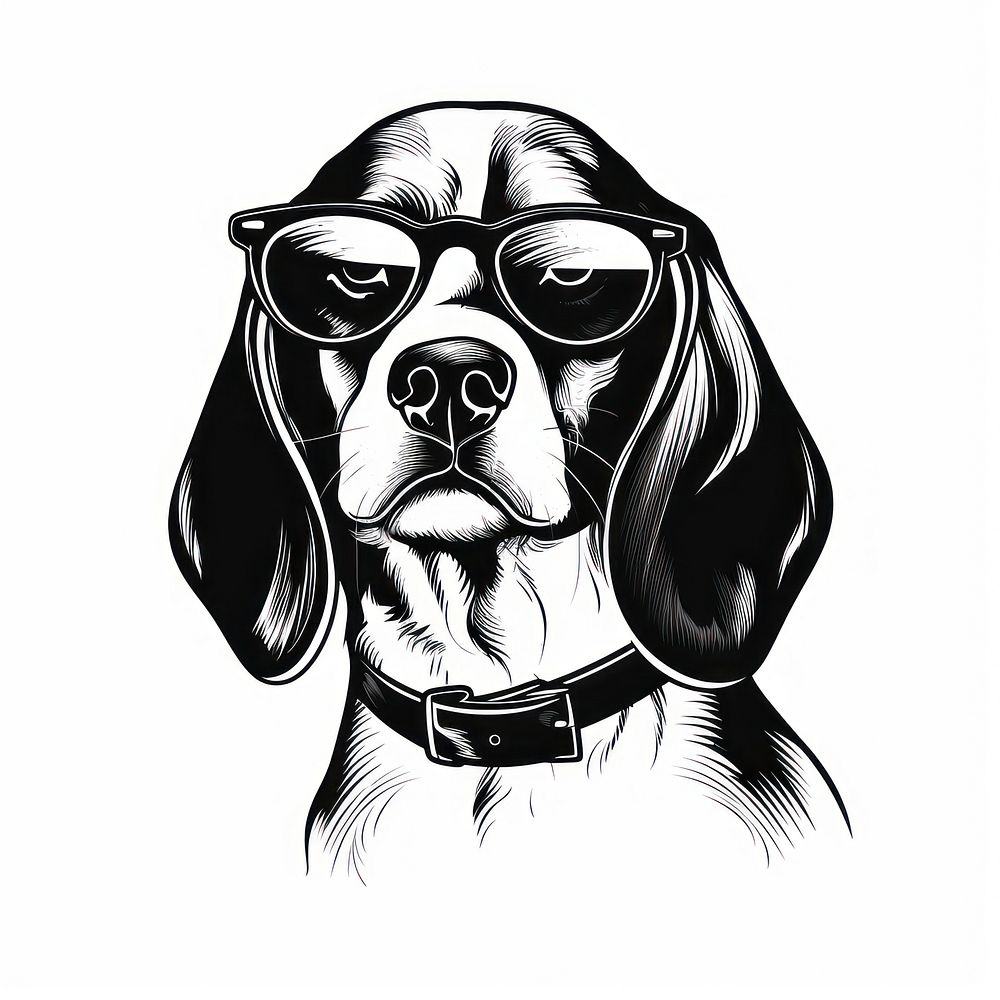 Beagle dog wearing glasses drawing | Premium Photo Illustration - rawpixel