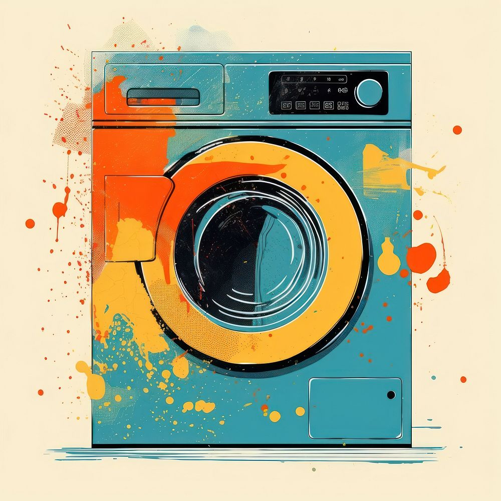 Silkscreen washing machine appliance dryer | Premium Photo Illustration ...