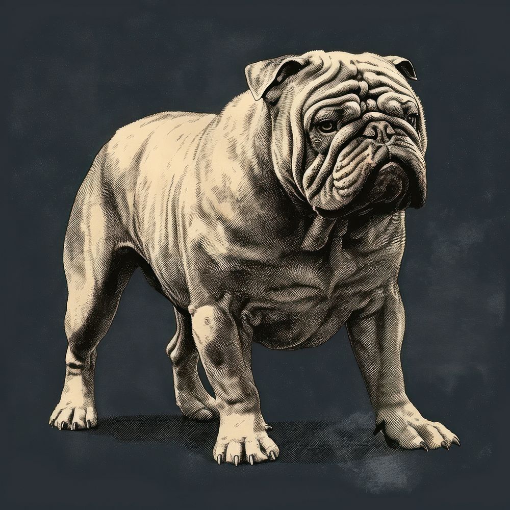 Silkscreen bulldog animal mammal pet. | Premium Photo Illustration ...