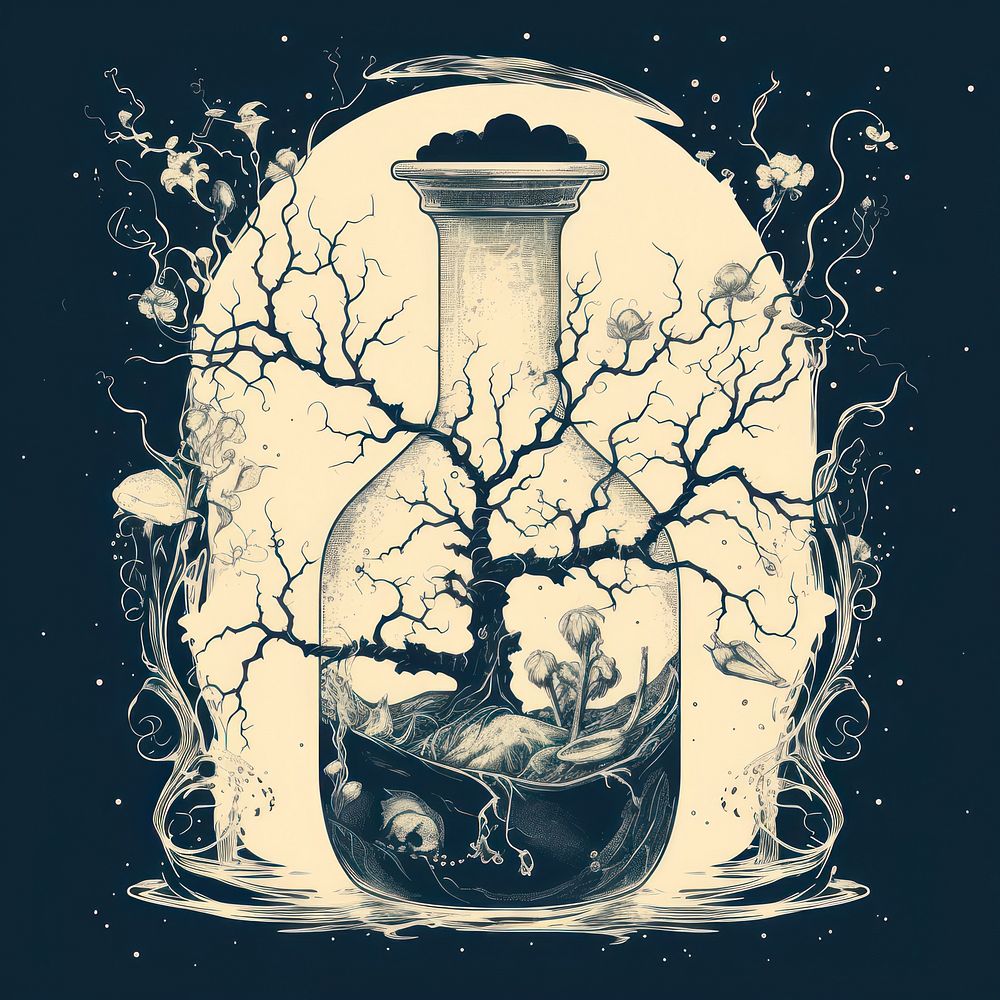 Silkscreen potion drawing sketch art. | Free Photo Illustration - rawpixel