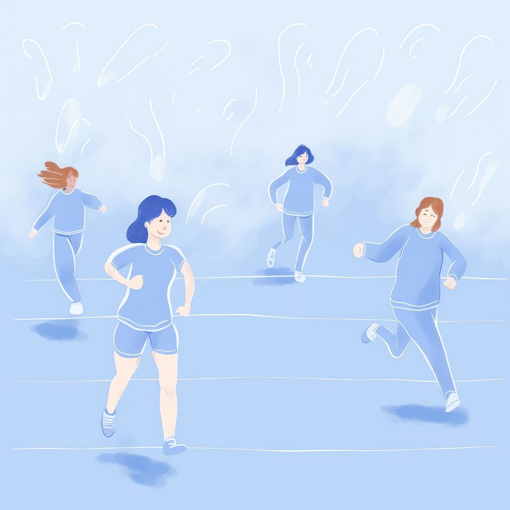 Blue team sports drawing cartoon. | Free Photo Illustration - rawpixel