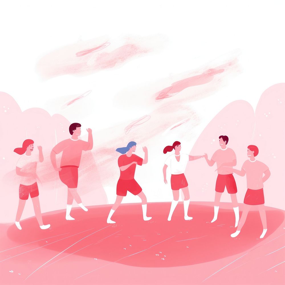 Red team cartoon sports people. | Premium Photo Illustration - rawpixel