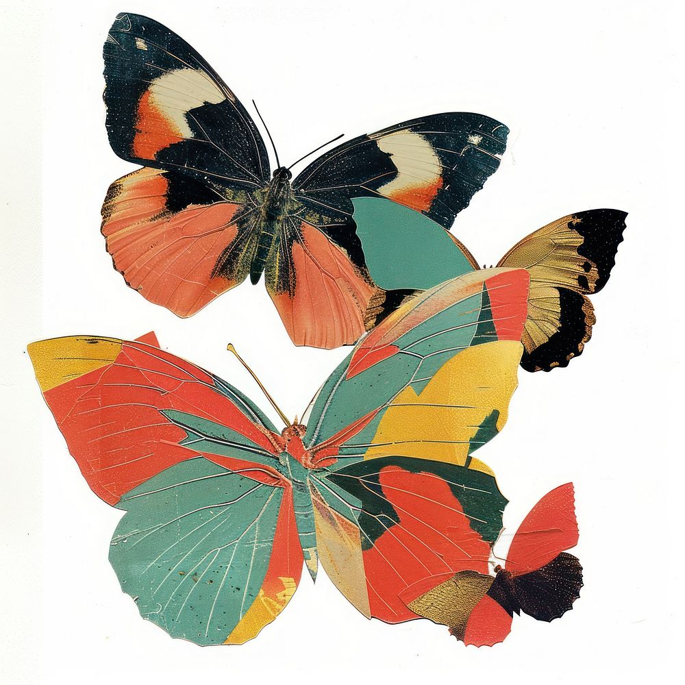 Butterfly shape collage cutouts painting | Premium Photo Illustration ...