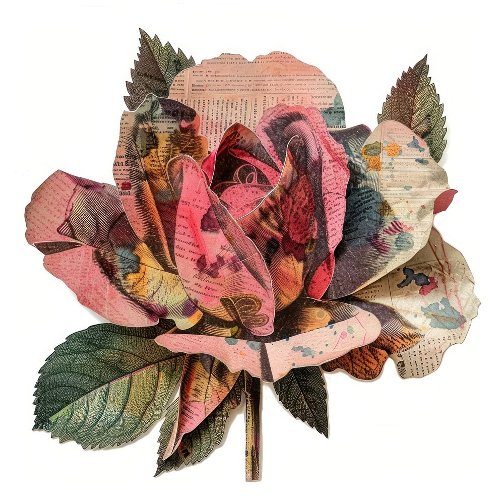 Rose shape pattern collage flower. | Free Photo Illustration - rawpixel