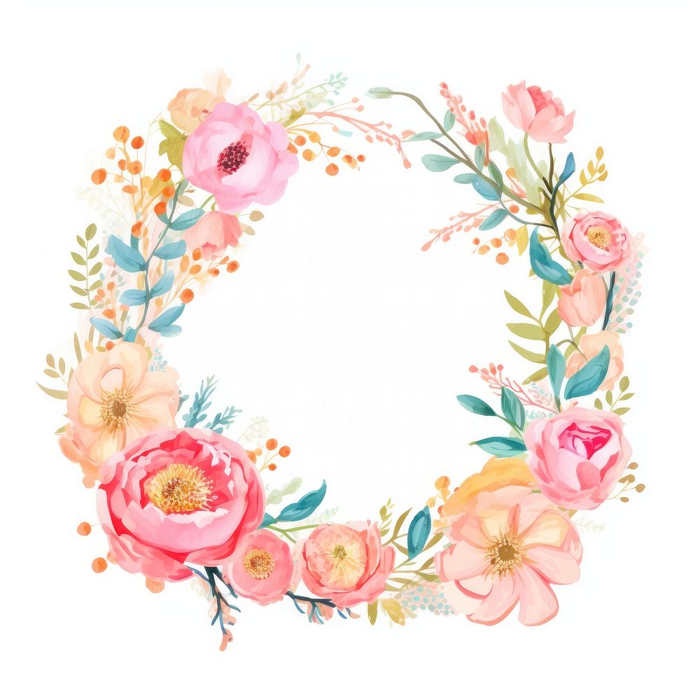 Floral circle frame pattern flower | Free Photo Illustration - rawpixel