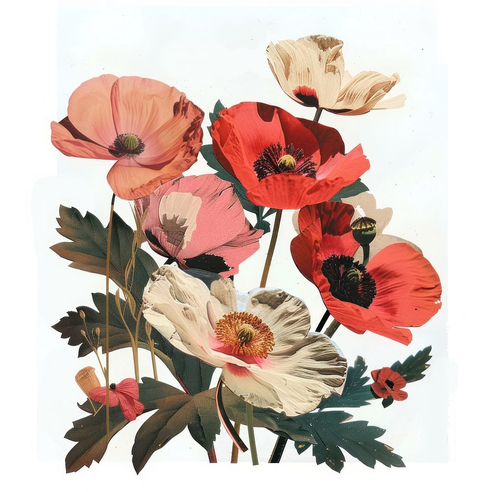 Poppy shape collage cutouts flower | Premium Photo Illustration - rawpixel