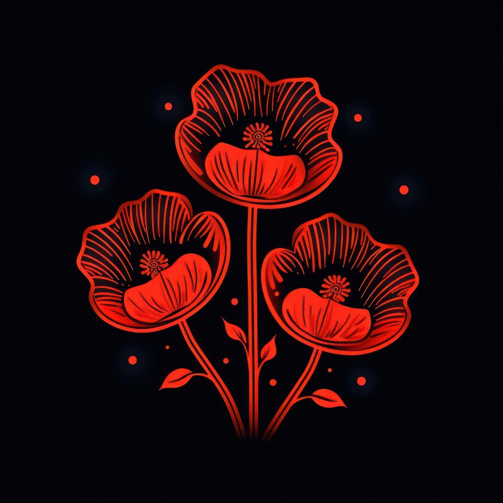Poppies icon pattern flower nature. | Premium Photo Illustration - rawpixel