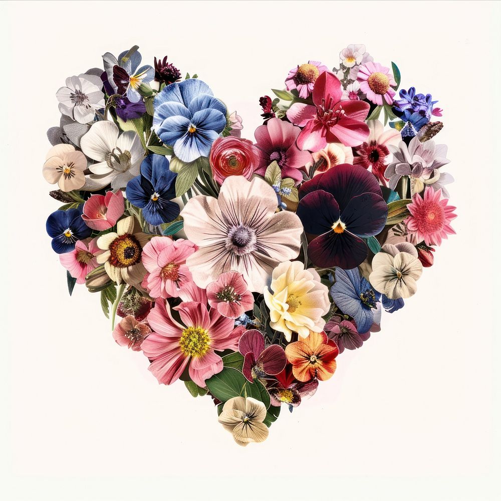 Flower Collage heart shaped pattern | Free Photo Illustration - rawpixel