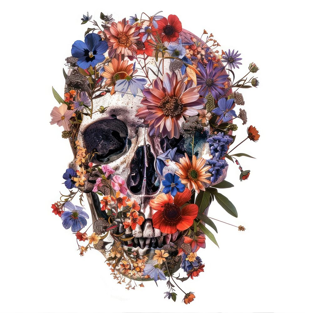 Flower Collage Skull collage pattern | Premium Photo Illustration ...