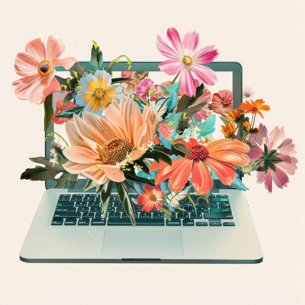 Computer laptop flower electronics. | Free Photo Illustration - rawpixel