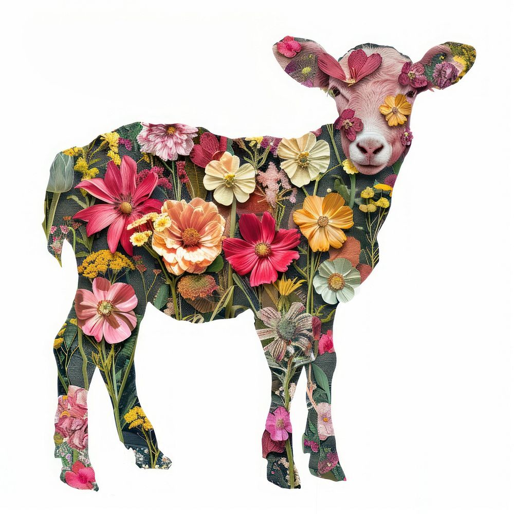 Flower Collage sheep livestock animal | Premium Photo Illustration ...