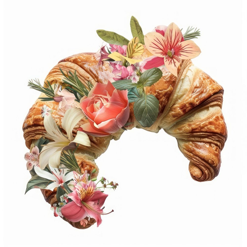 Flower Collage Croissant croissant flower | Premium Photo Illustration ...