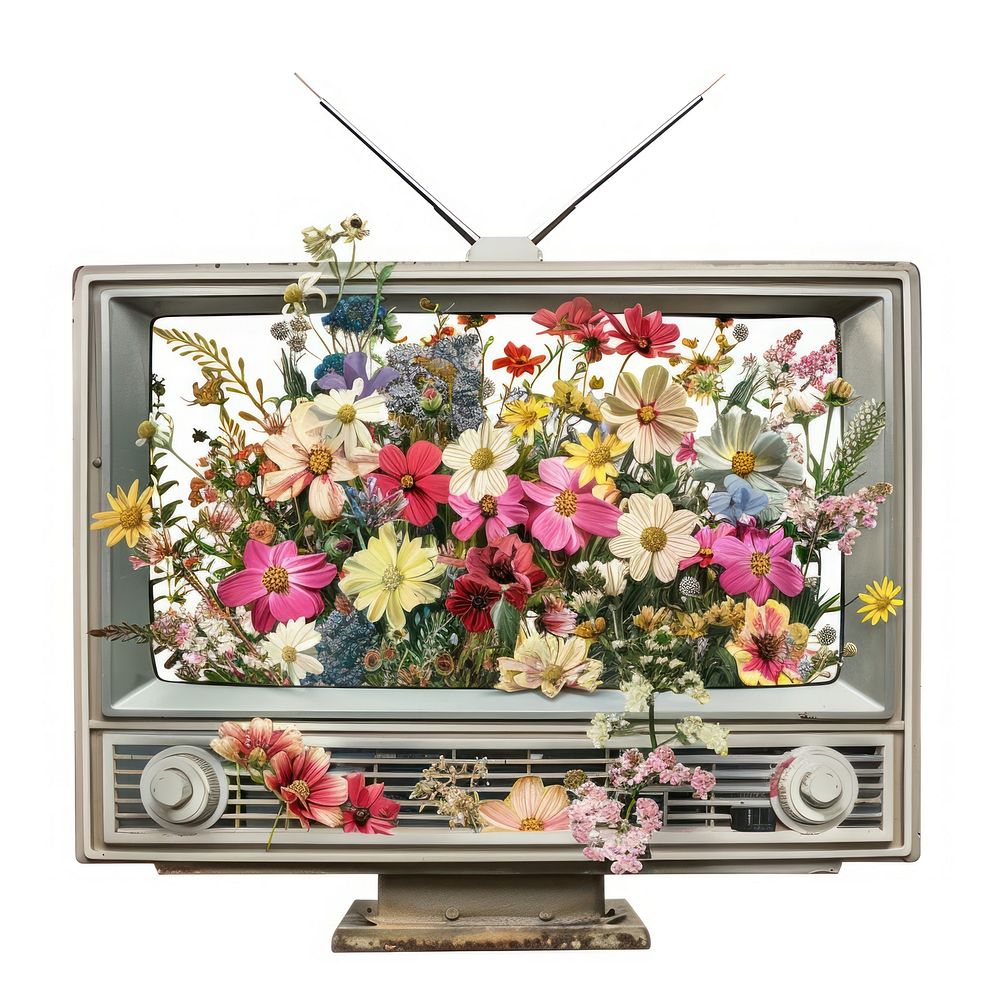 Flower Collage TV flower electronics | Free Photo Illustration - rawpixel