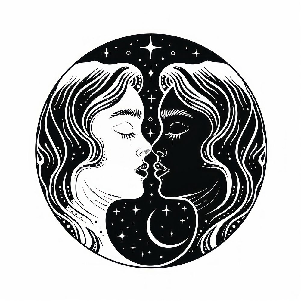 Gemini Zodiac logo art illustrated | Free Photo Illustration - rawpixel
