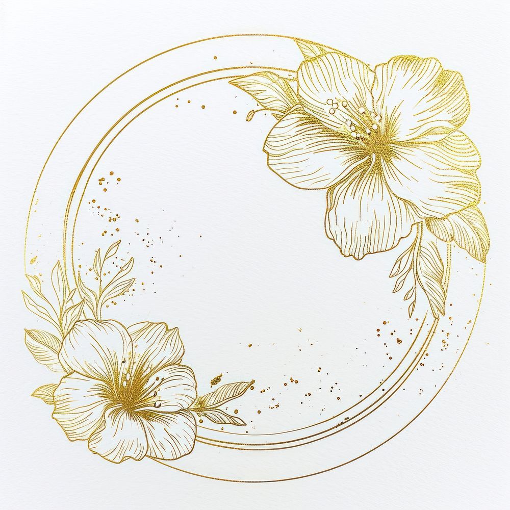 Metallic gold Ink flower frame | Free Photo Illustration - rawpixel