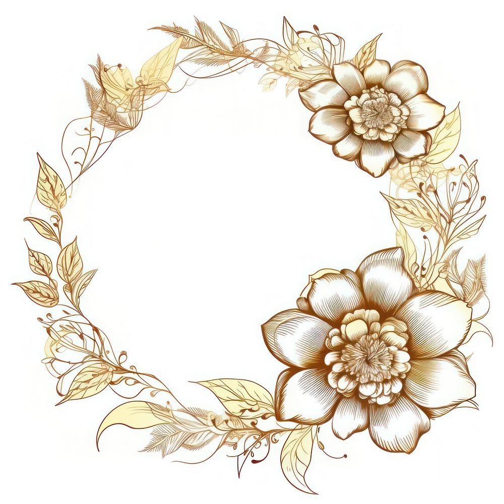 Metallic gold Ink flower frame | Free Photo Illustration - rawpixel