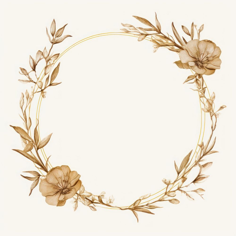 Metallic gold Ink flower frame | Free Photo Illustration - rawpixel