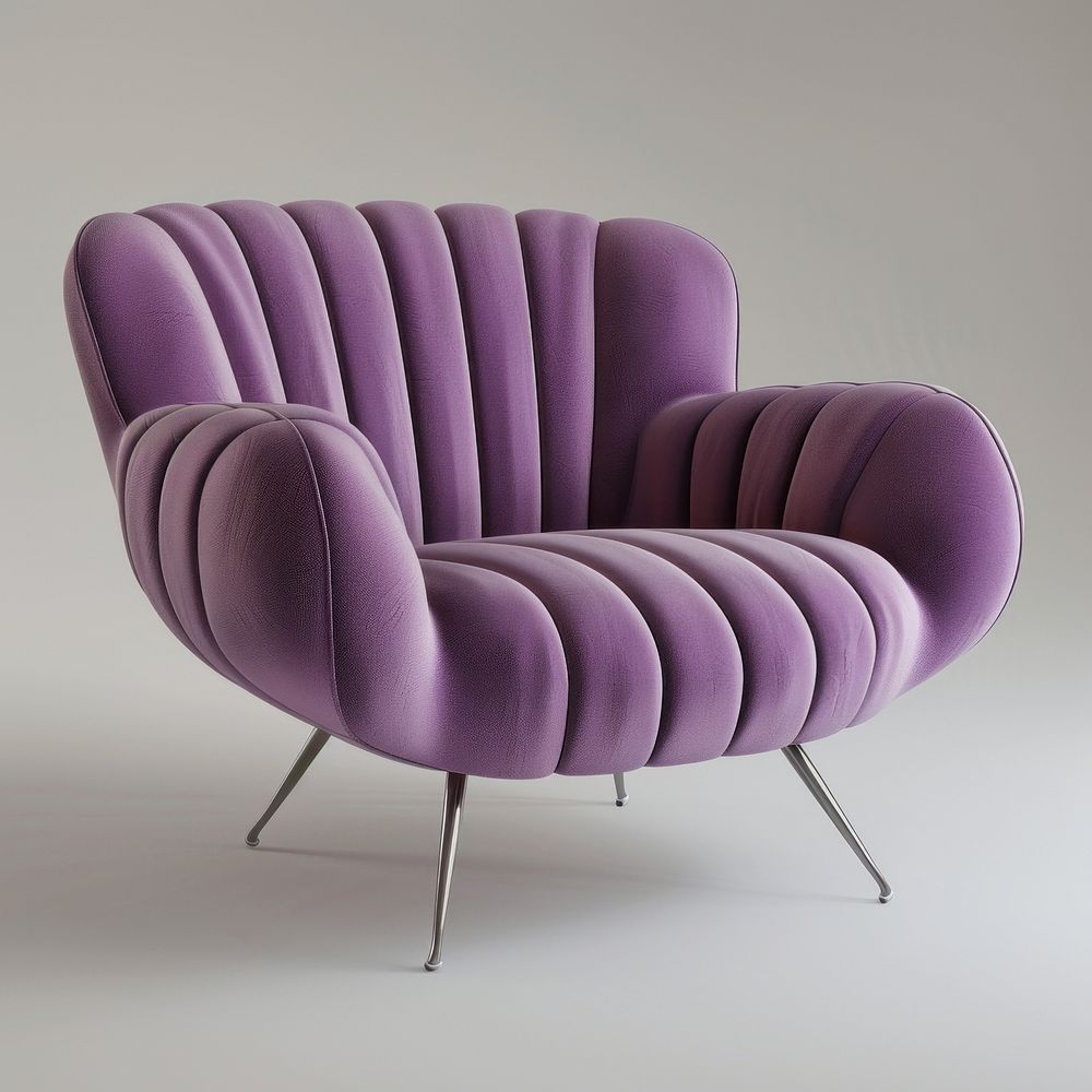 Purple rib fabric armchair furniture. | Free Photo - rawpixel