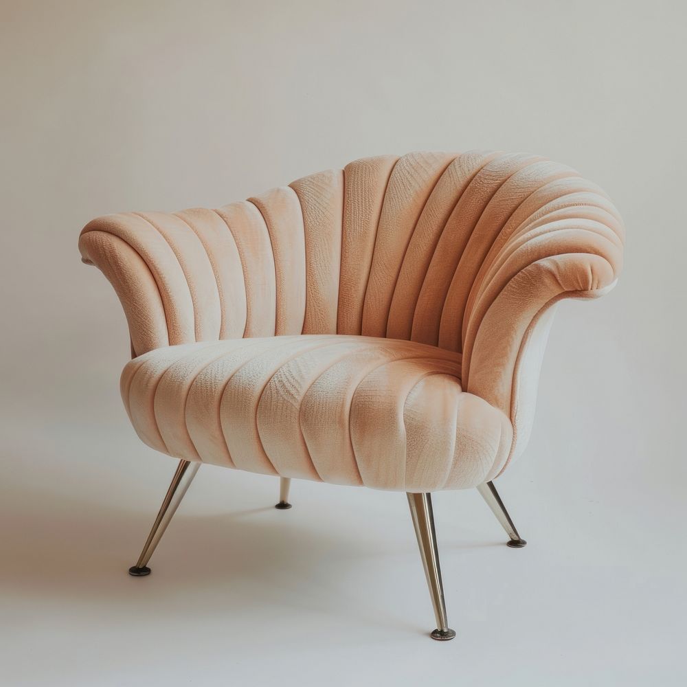 Peach rib fabric armchair furniture. | Free Photo - rawpixel