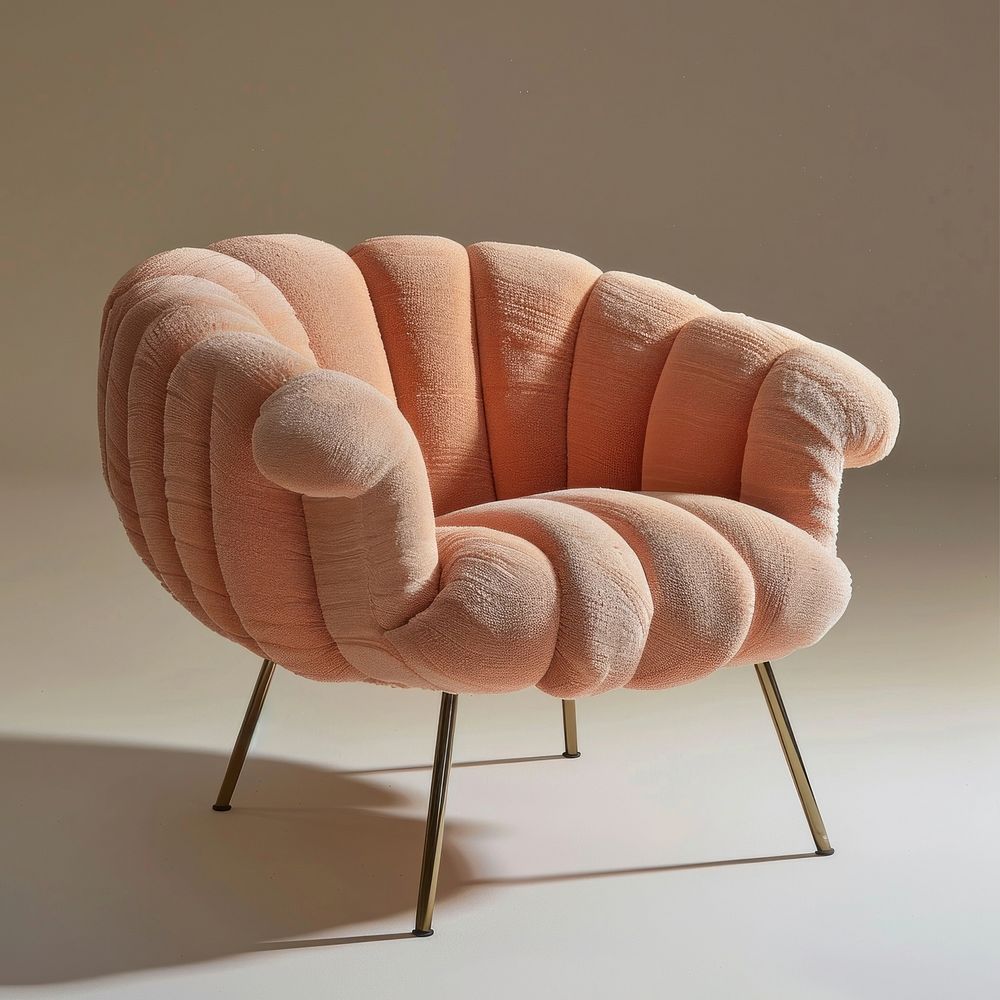 Peach rib fabric armchair furniture. | Free Photo - rawpixel