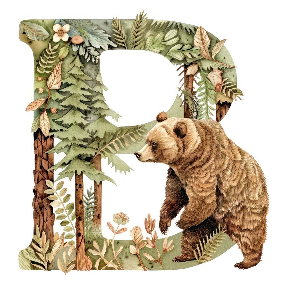 letter B bear nature forest. | Free Photo Illustration - rawpixel