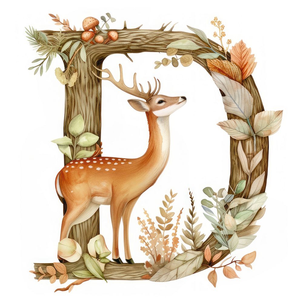 letter D nature antler plant. | Free Photo Illustration - rawpixel