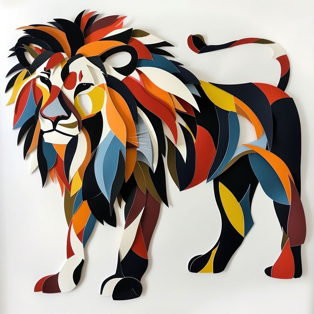Cut paper collage lion wildlife | Free Photo Illustration - rawpixel