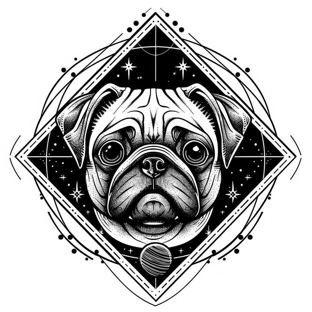 Surreal aesthetic pug logo art | Free Photo Illustration - rawpixel