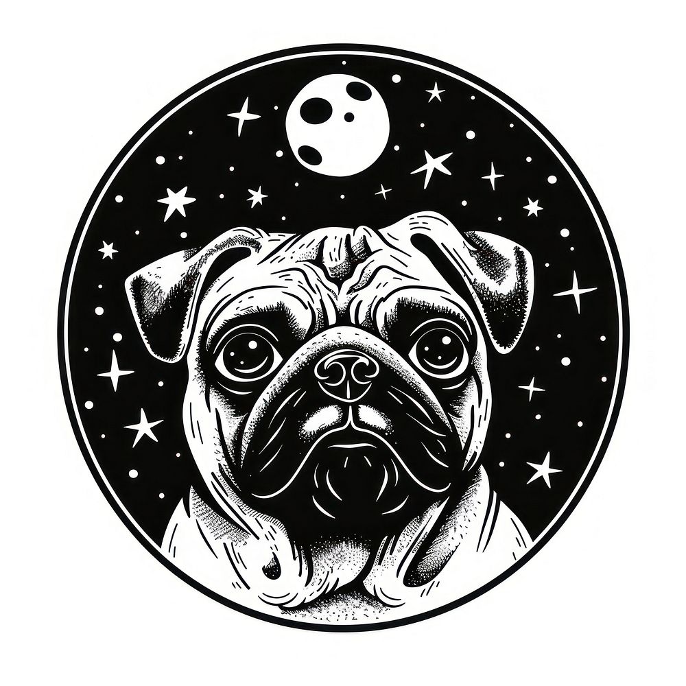 Surreal aesthetic pug logo animal | Free Photo Illustration - rawpixel