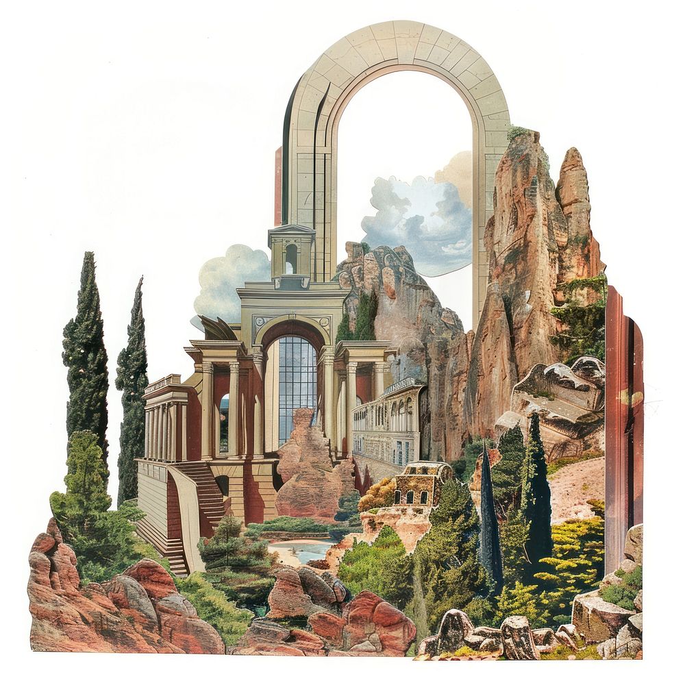 Arch collage cutouts architecture painting | Free Photo Illustration ...