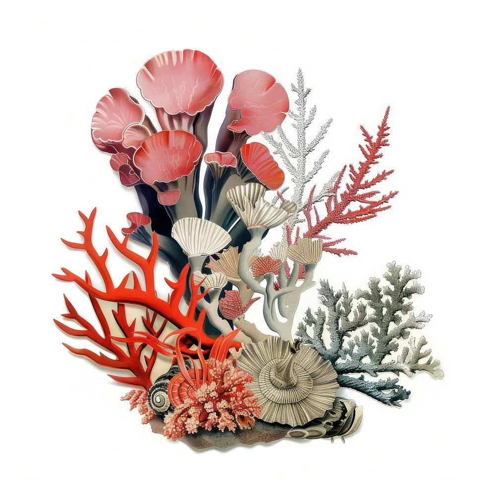 Coral collage cutouts illustrated chandelier | Free Photo Illustration ...