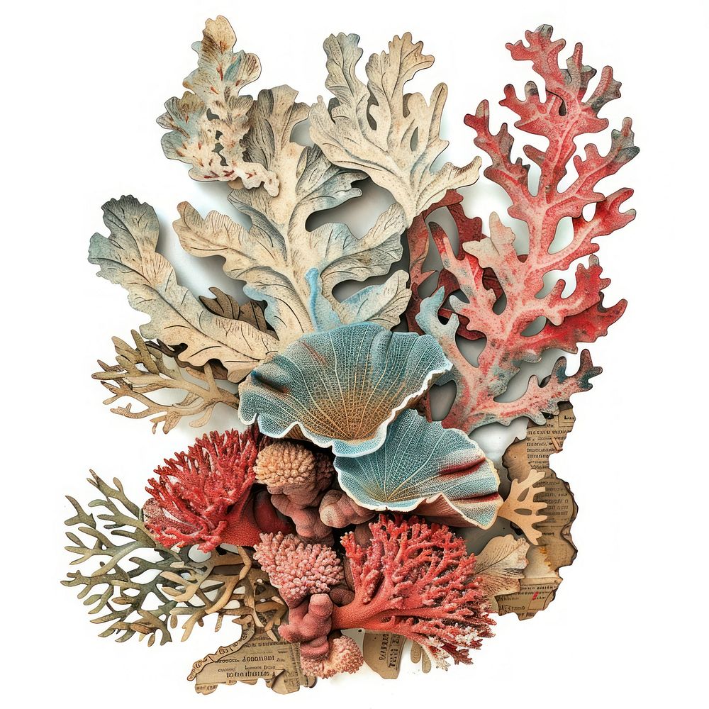 Coral collage cutouts pineapple outdoors | Free Photo Illustration ...