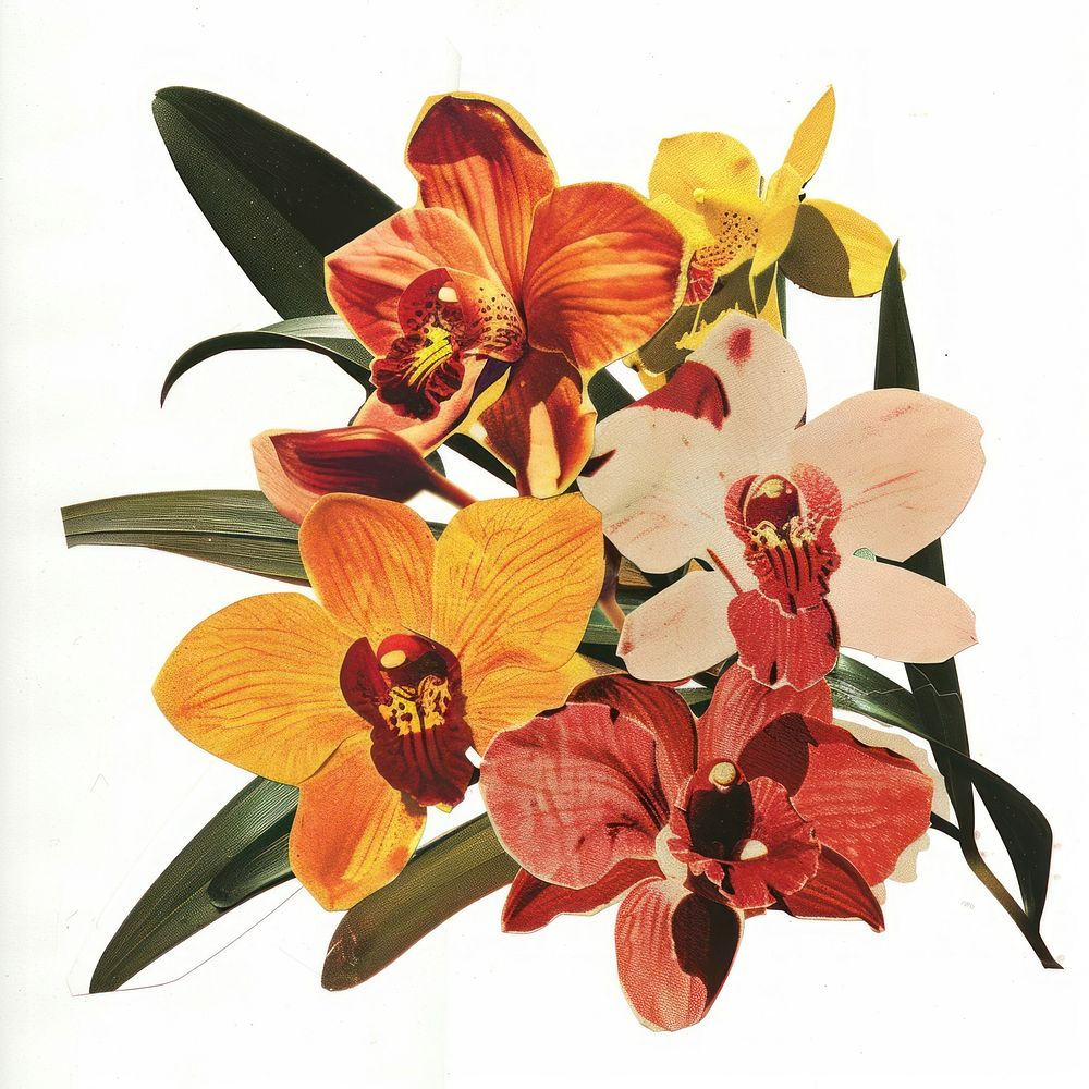 Orchid shape collage cutouts blossom | Free Photo Illustration - rawpixel