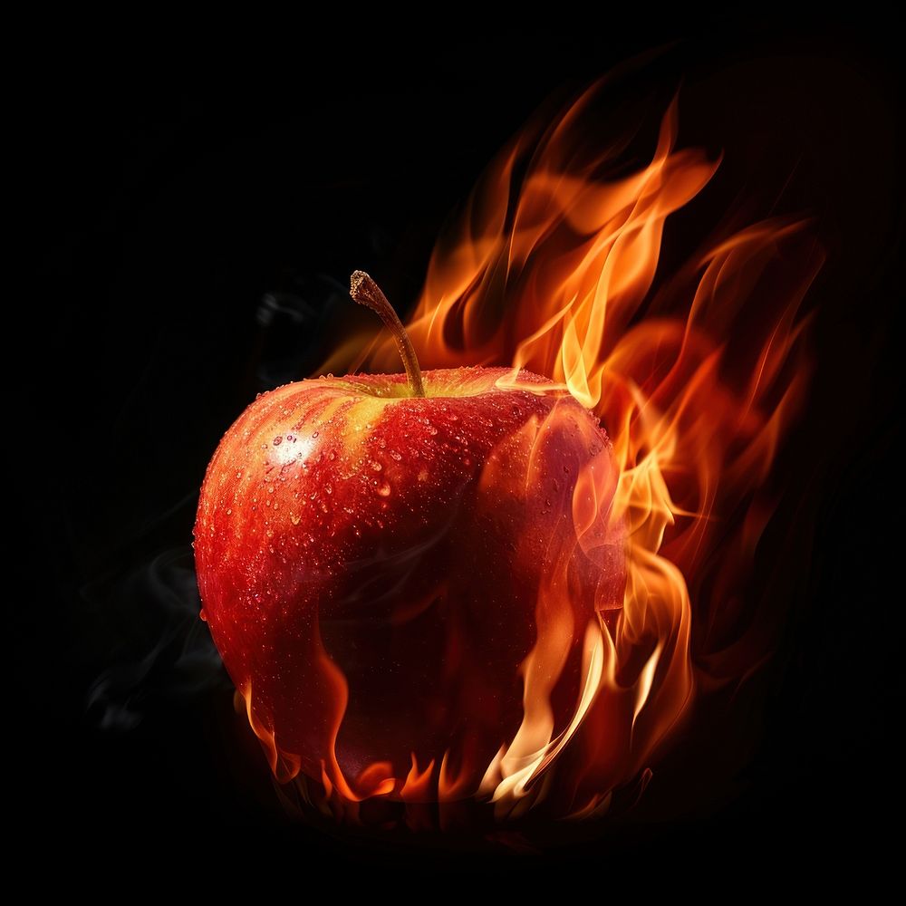 Photo apple flame fire produce | Free Photo - rawpixel