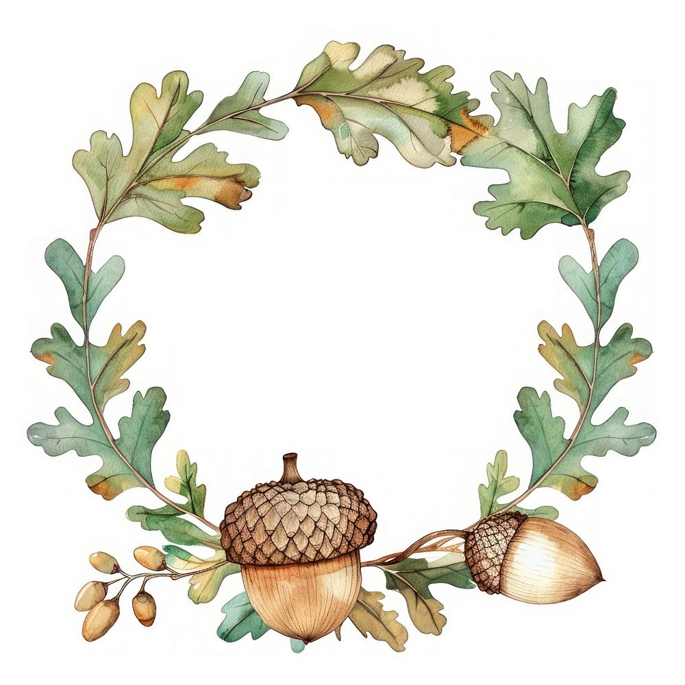 Acorn frame watercolor vegetable plant | Premium Photo Illustration ...